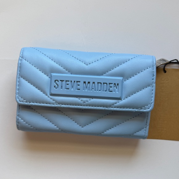 Steve Madden | Bags | Steve Madden Sky Blue Quilted Tri Fold Wallet ...
